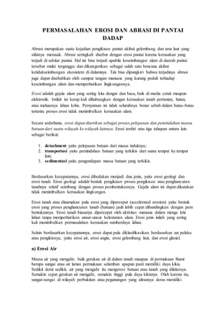 Permasalahan Erosi dan Abrasi di pantai | DOCX