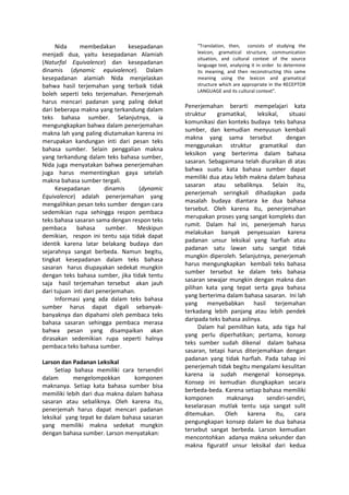 Permasalahan padanan kata dan beberapa pendekatan penerjemahan | PDF