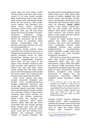 Permasalahan padanan kata dan beberapa pendekatan penerjemahan | PDF