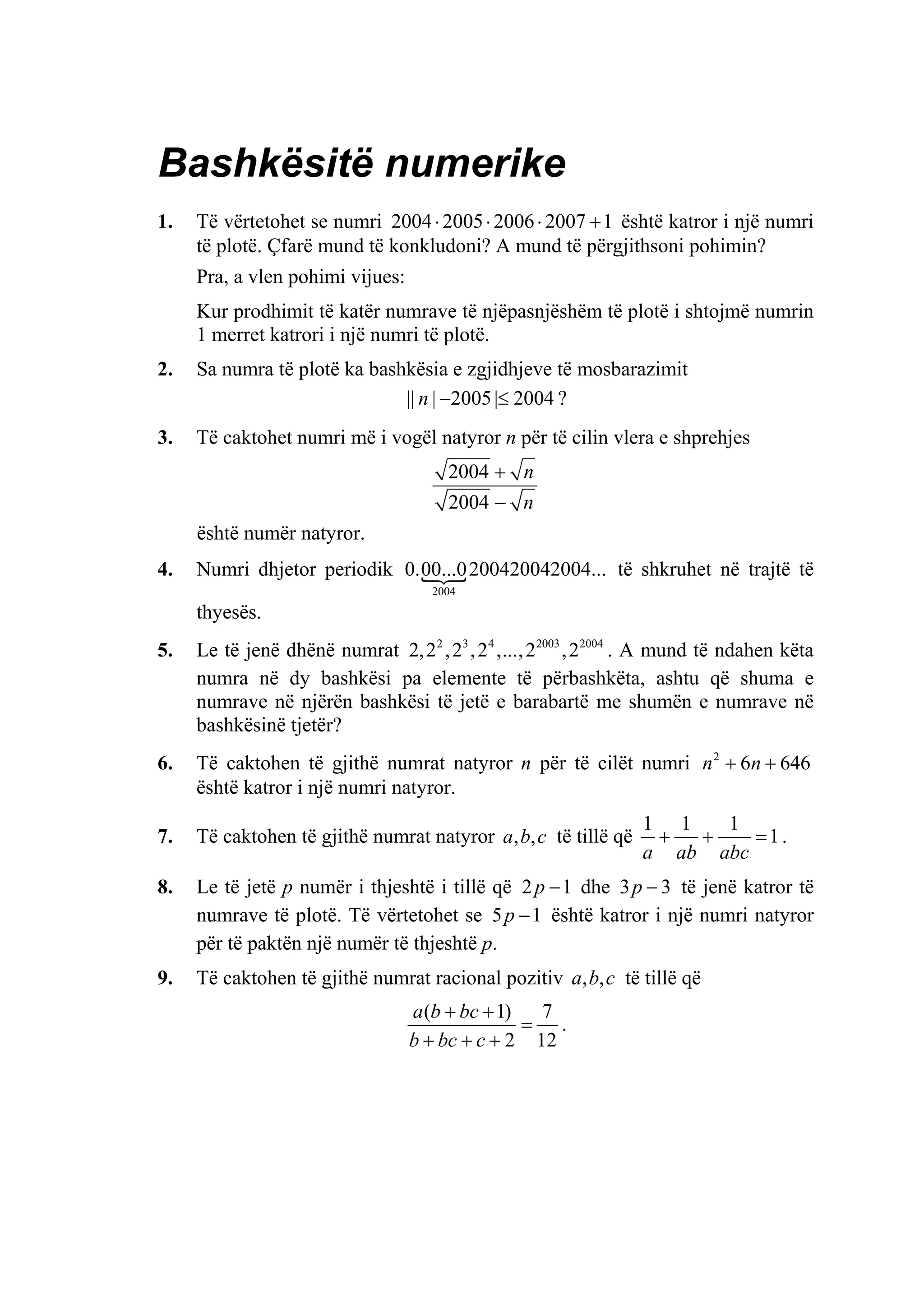 Permbledhje ushtrimesh e problema klasa9 | PDF