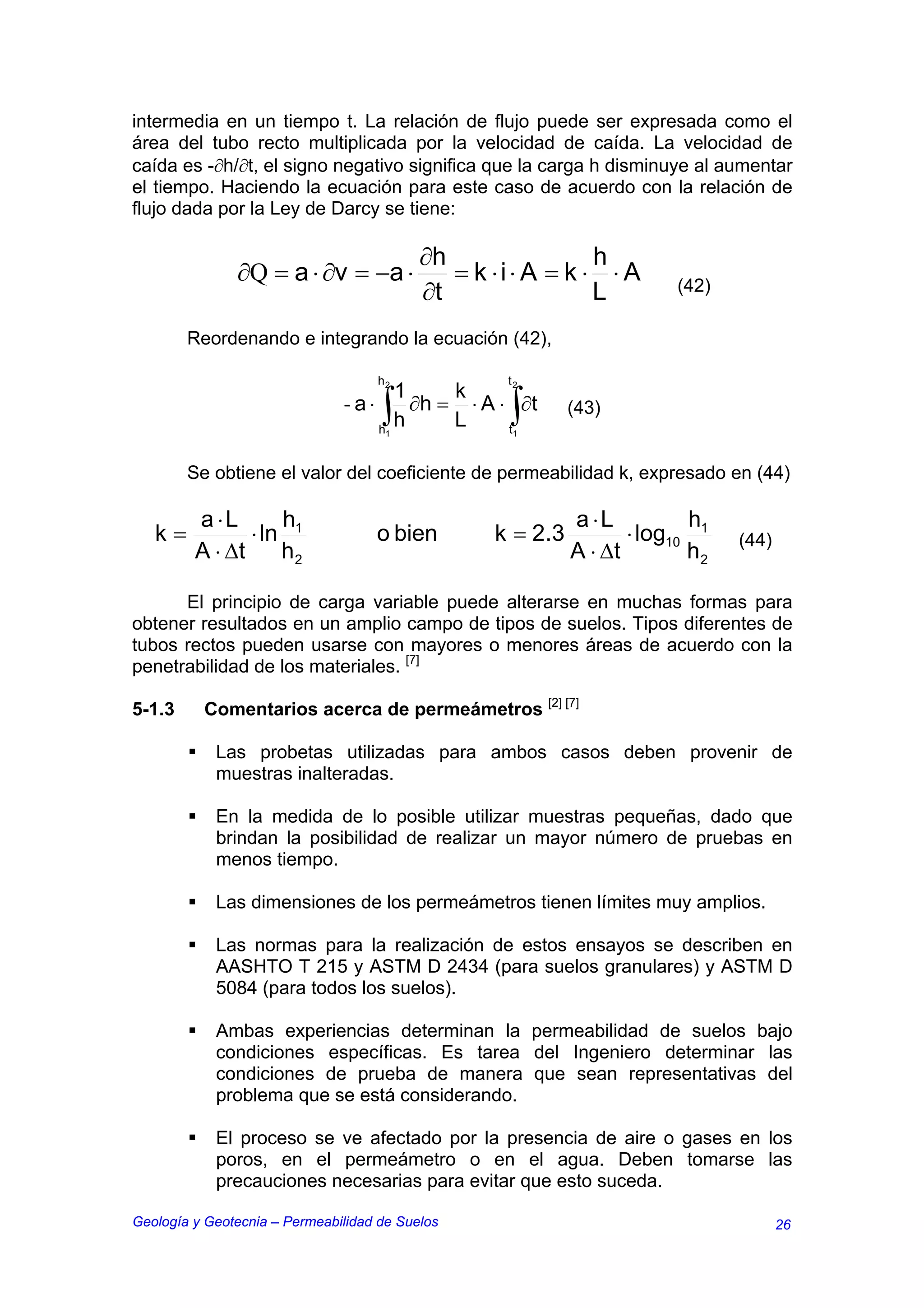 Permeabilidad en suelos carga constante y carga variable | PDF