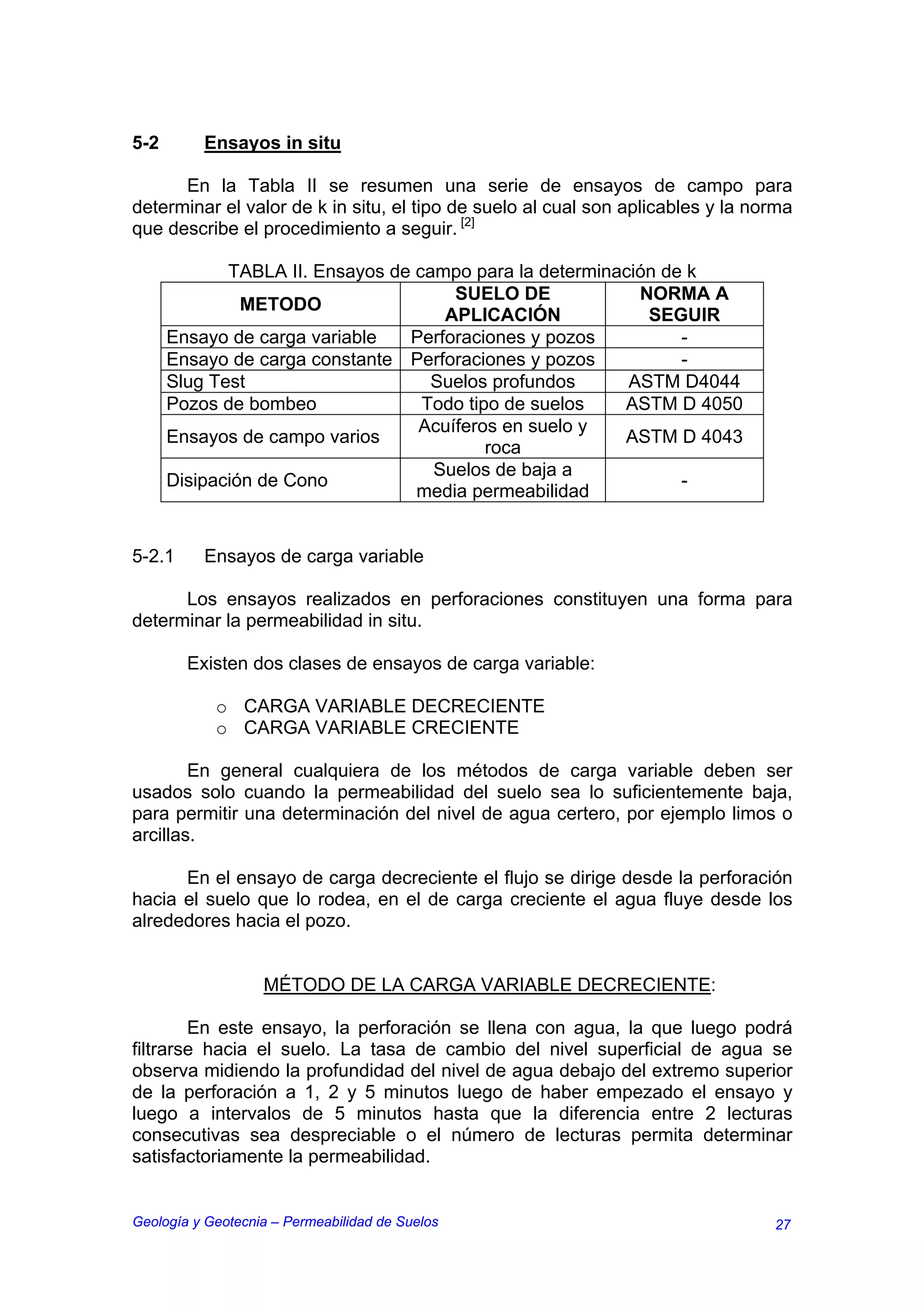 Permeabilidad en suelos carga constante y carga variable | PDF