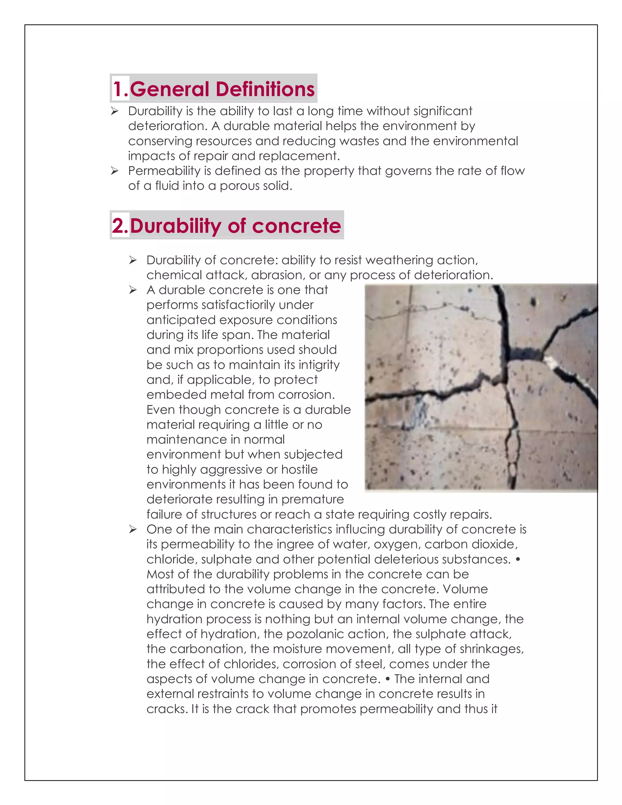 Permeability and durability of concrete | PDF
