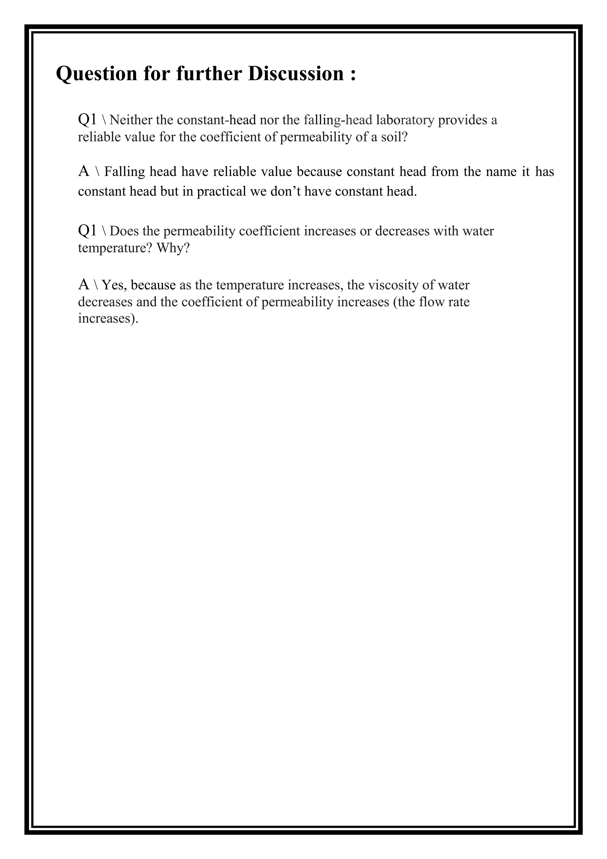 Permeability Test of soil Using Constant and Falling Head Method | PDF