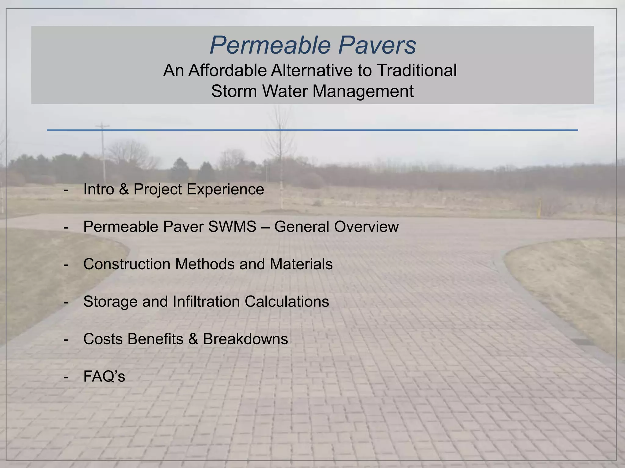 Stormwater Management Using Permeable Pavers | PPTX