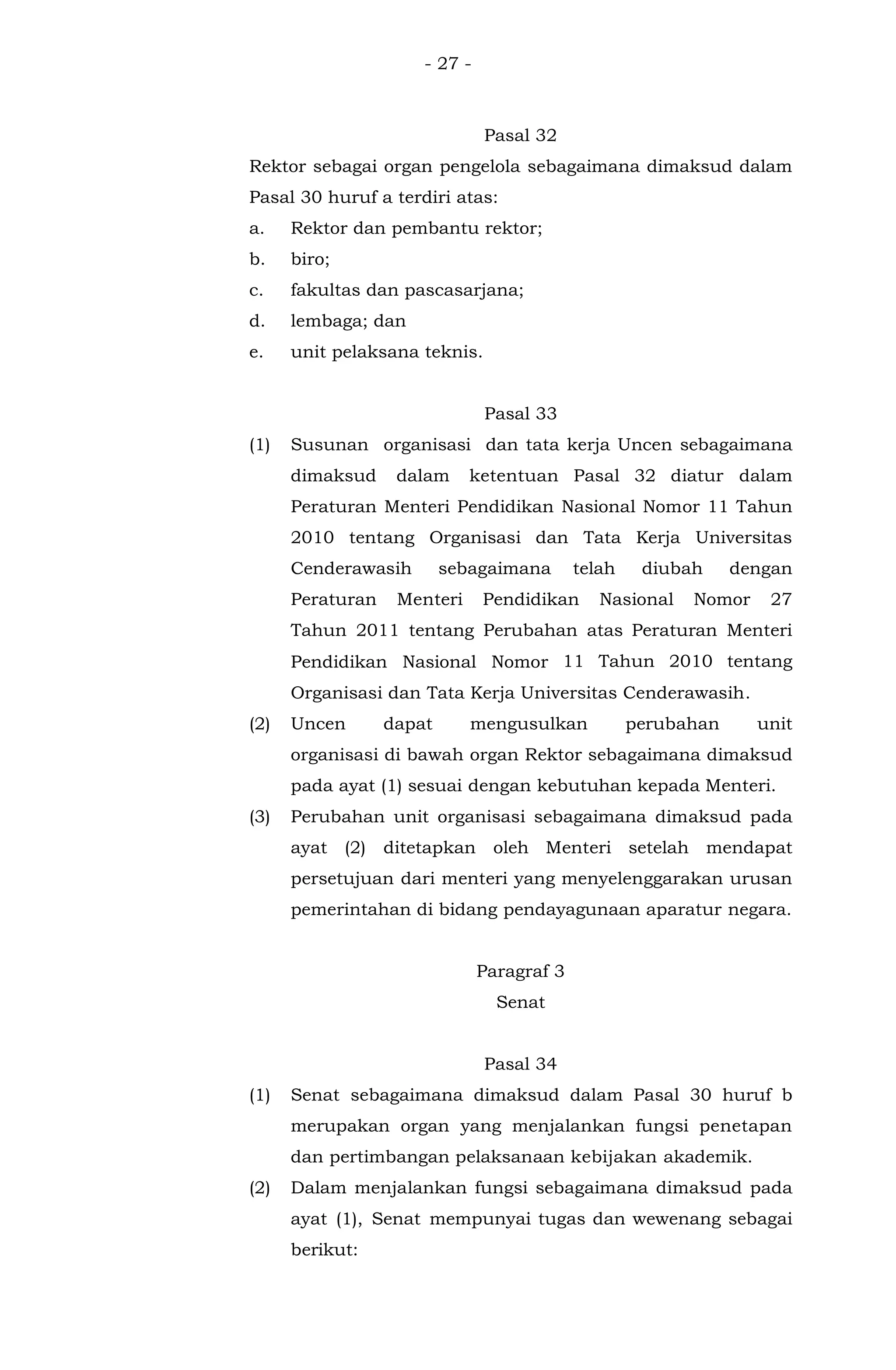 Permen N0 32 Tahun 2017 tentang Statuta Universitas Cenderawasih | PDF