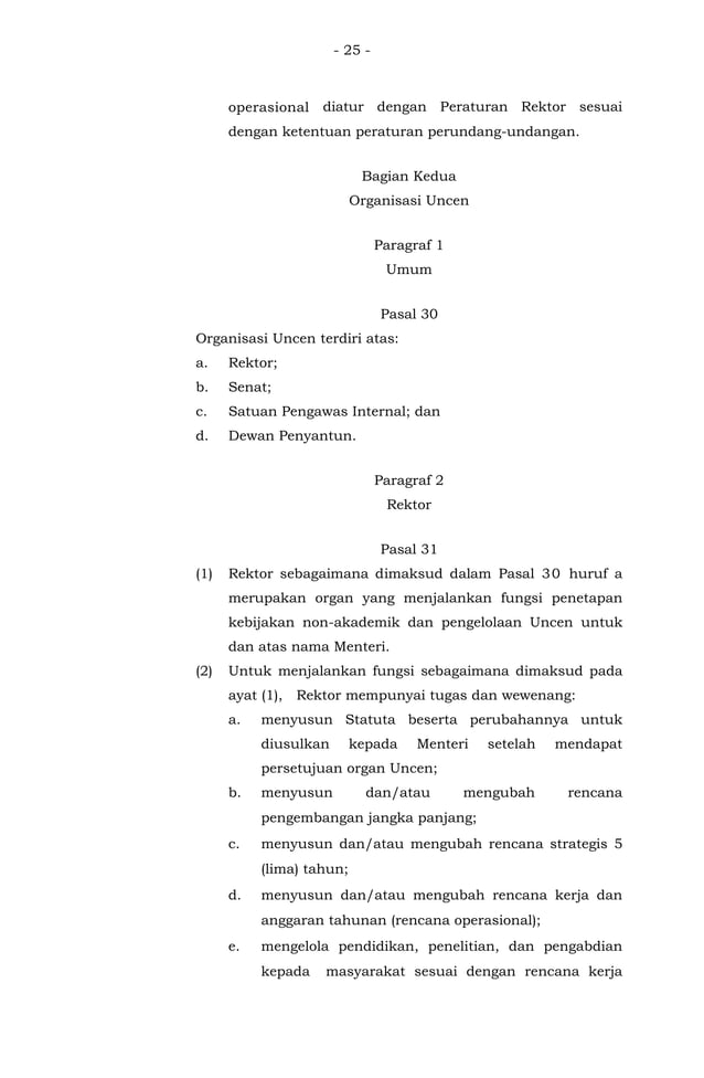 Permen N0 32 Tahun 2017 tentang Statuta Universitas Cenderawasih | PDF