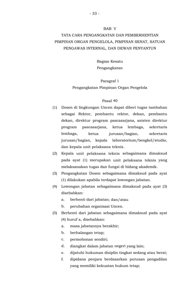 Permen N0 32 Tahun 2017 tentang Statuta Universitas Cenderawasih | PDF