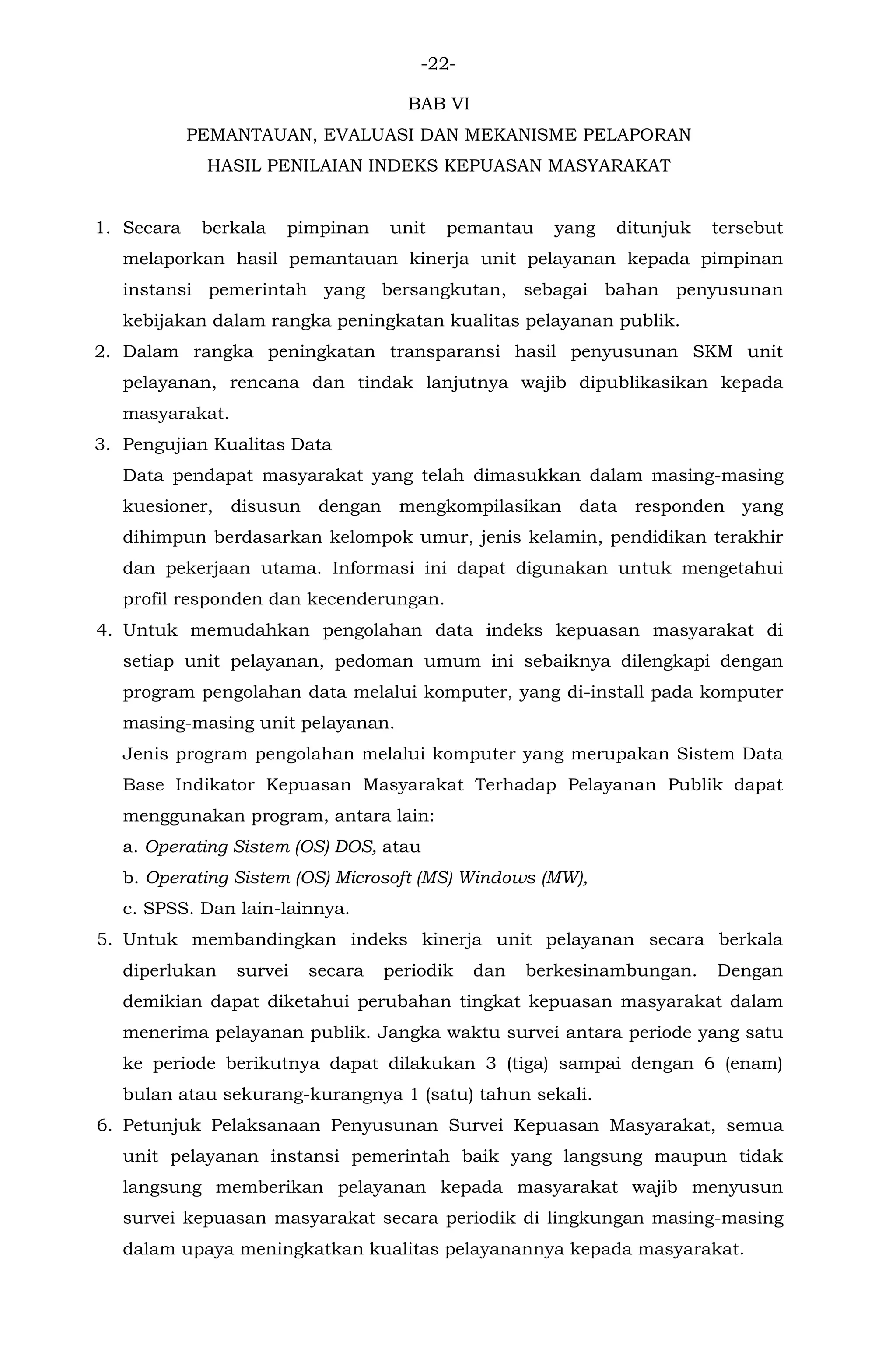 Pedoman survei Kepuasan Masyarakat | PDF