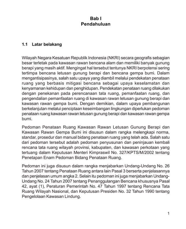 Permen21 th 2007 tt pedoman penatan ruang kawasan rawan letusan gunung ...