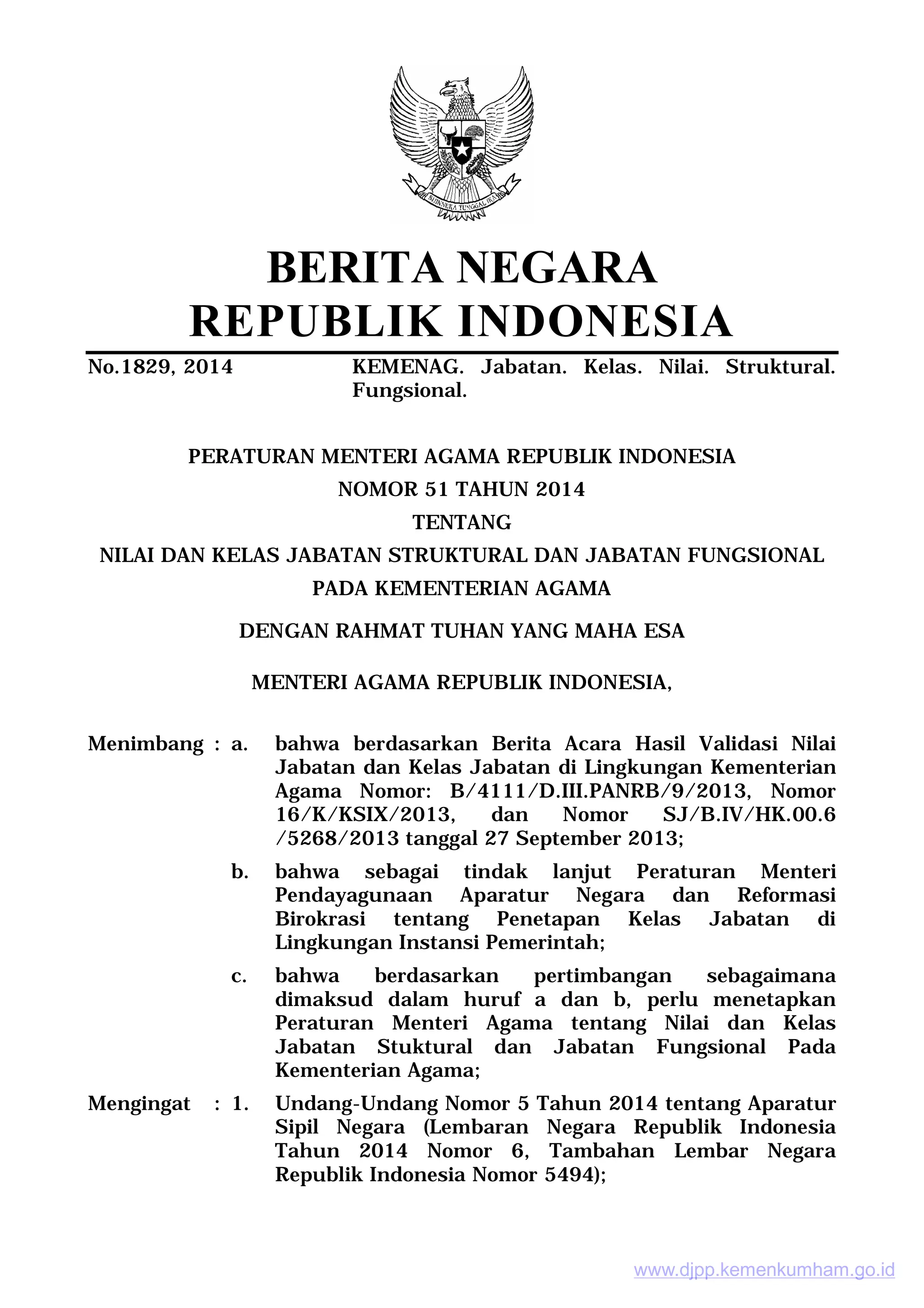 Permenag nomor 51 tahun 2014 | PDF