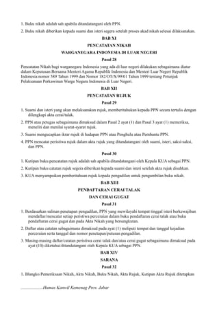 Peraturan mentri Agama no 11 tahun 2007 tentang Pencatatan Nikah | PDF