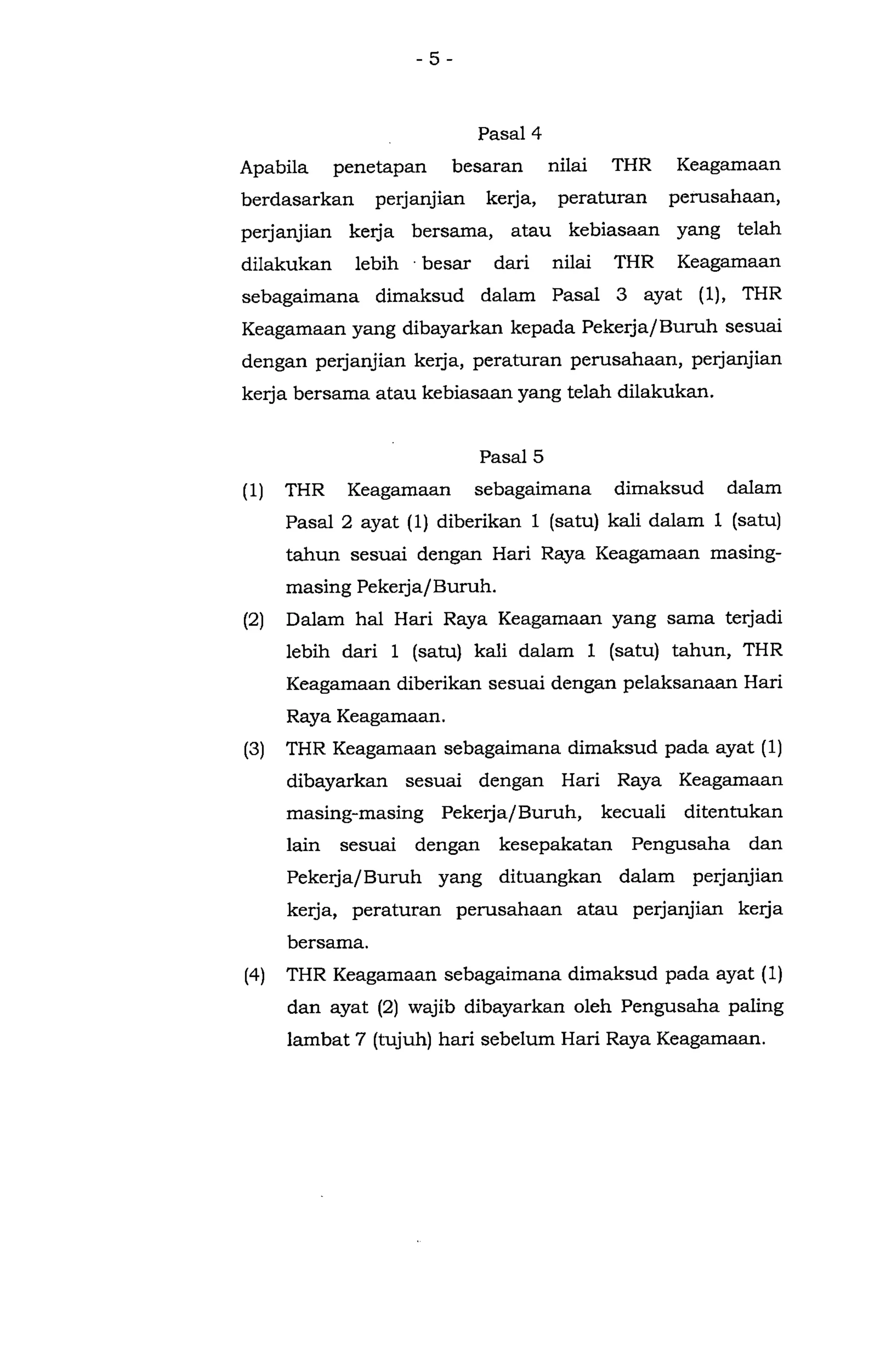 Permenaker No 06 Tahun 2016 Tentang THR | PDF