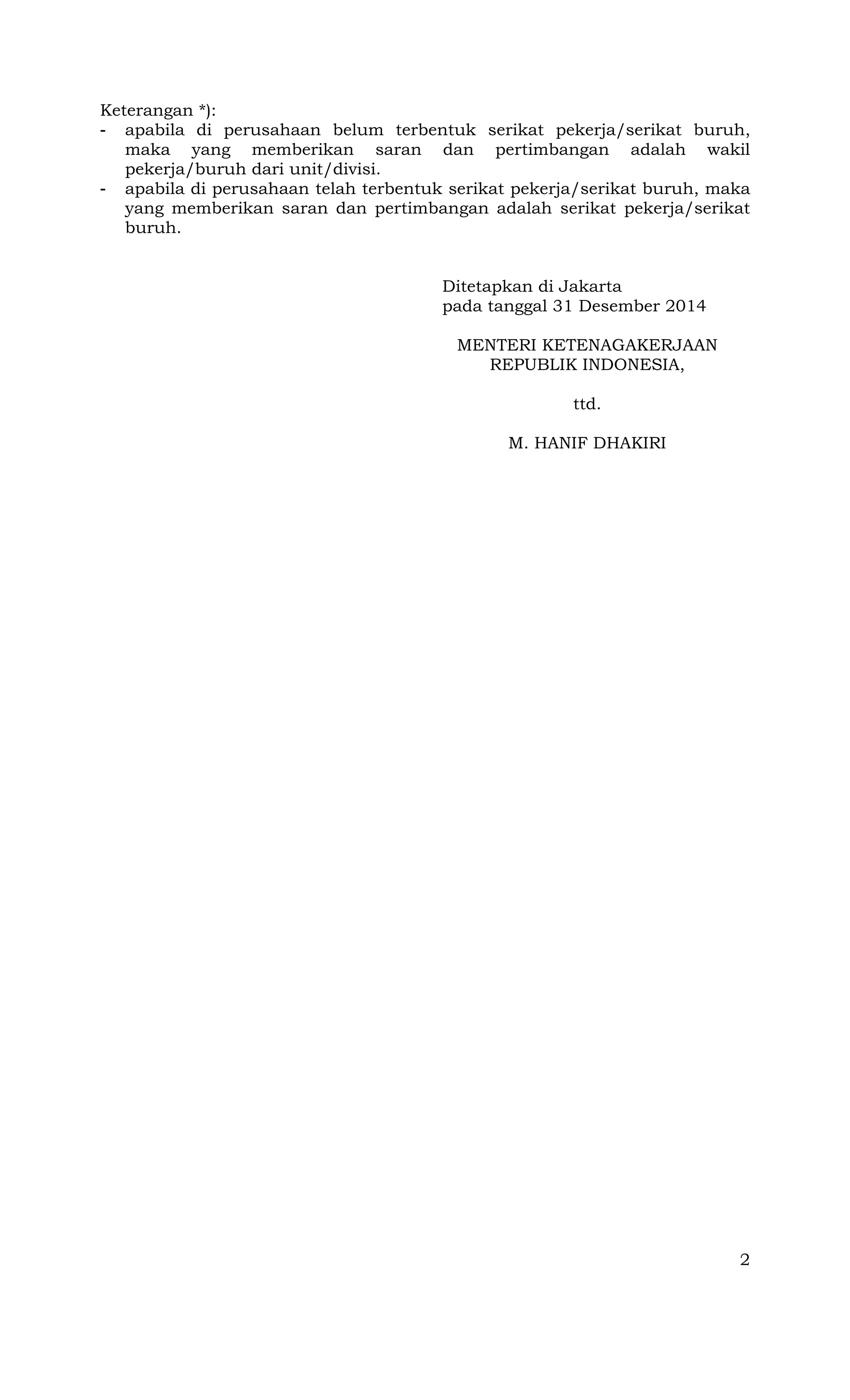 Permenakertrans No. 28 Tahun 2014 Tentang Tata Cara Pembuatan dan ...