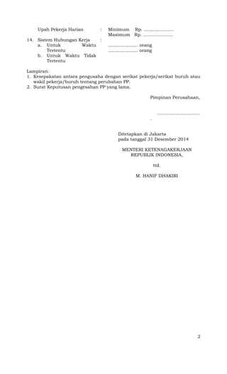 Permenakertrans No. 28 Tahun 2014 Tentang Tata Cara Pembuatan dan ...
