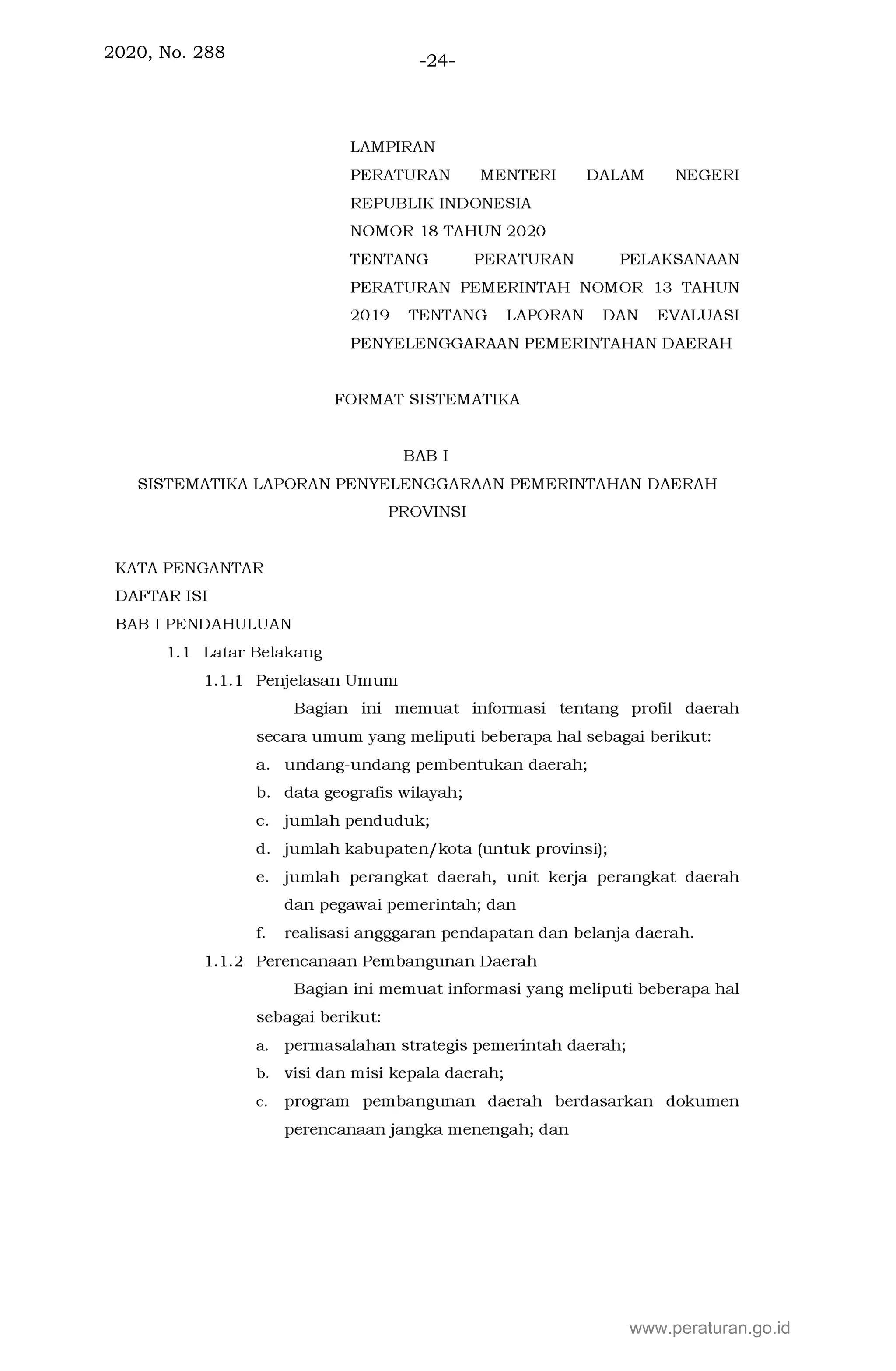 Permendagri 18 Tahun 2020-lppd.pdf tata cara penyusunan LPPD | PDF