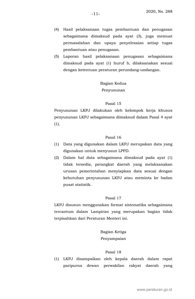 Permendagri 18 Tahun 2020-lppd.pdf tata cara penyusunan LPPD | PDF