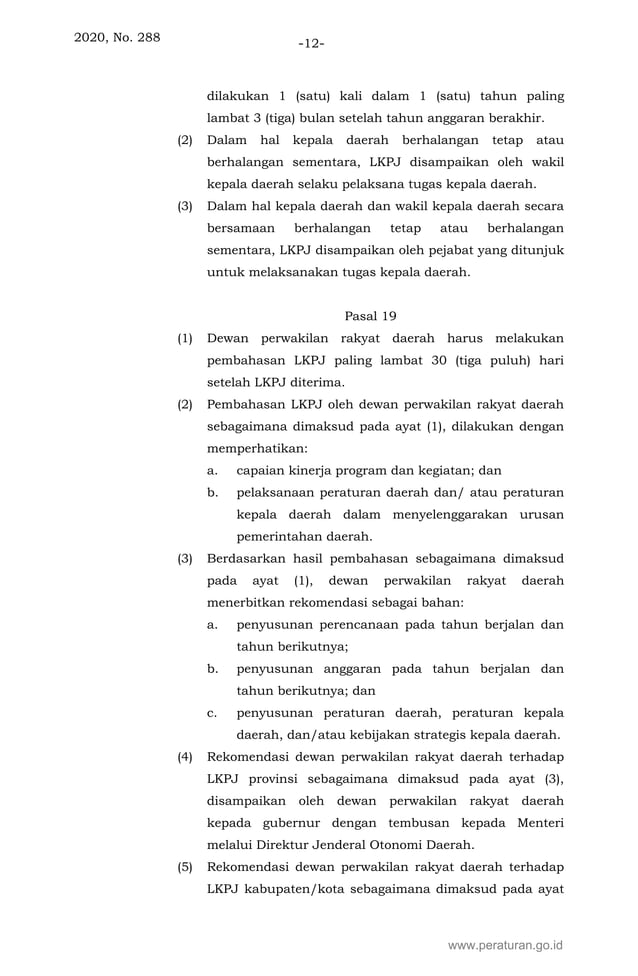 Permendagri 18 Tahun 2020-lppd.pdf tata cara penyusunan LPPD | PDF