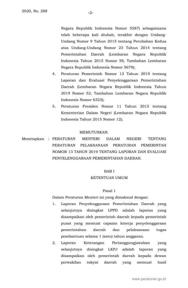 Permendagri 18 Tahun 2020-lppd.pdf tata cara penyusunan LPPD | PDF