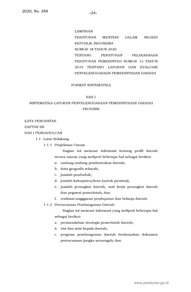 Permendagri 18 Tahun 2020-lppd.pdf tata cara penyusunan LPPD | PDF