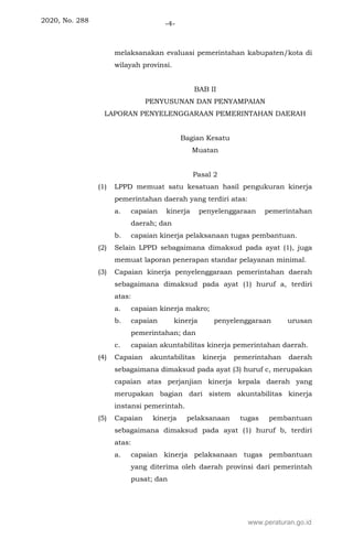 Permendagri 18 Tahun 2020-lppd.pdf tata cara penyusunan LPPD | PDF