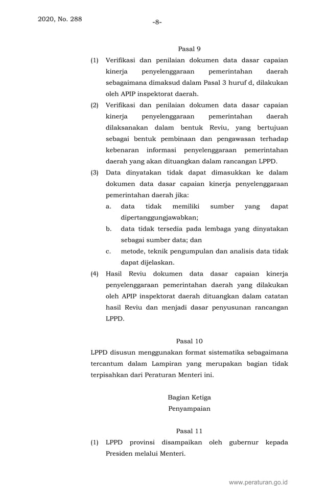 Permendagri 18 Tahun 2020-lppd.pdf tata cara penyusunan LPPD | PDF