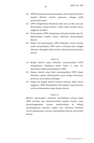 Permendagri 18 Tahun 2020-lppd.pdf tata cara penyusunan LPPD | PDF