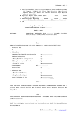 Permendagri no.113 tahun 2014 lampiran | PDF