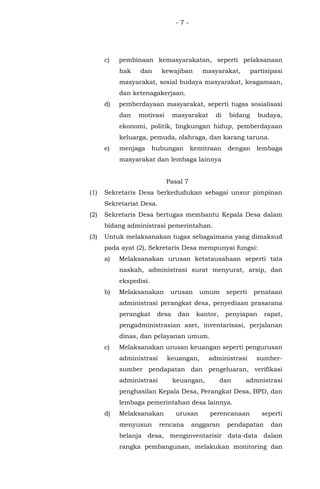 Permendagri no. 84 tahun 2015 sotk pemerintahan desa | PDF