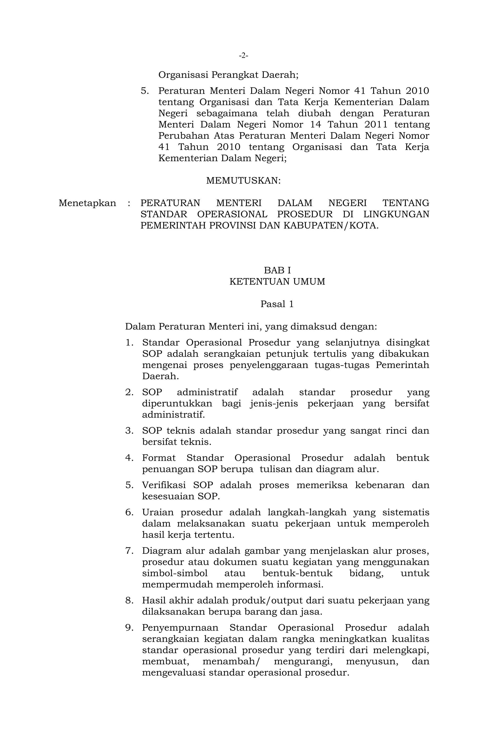 Permendagri no.52 thn 2011 ttg standar operasional prosedur di ...