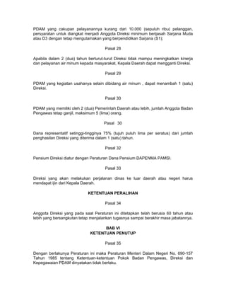 Permendagri No. 7 Tahun 1998 tentang Kepengurusan Perusahaan Daerah Air Minum | PDF