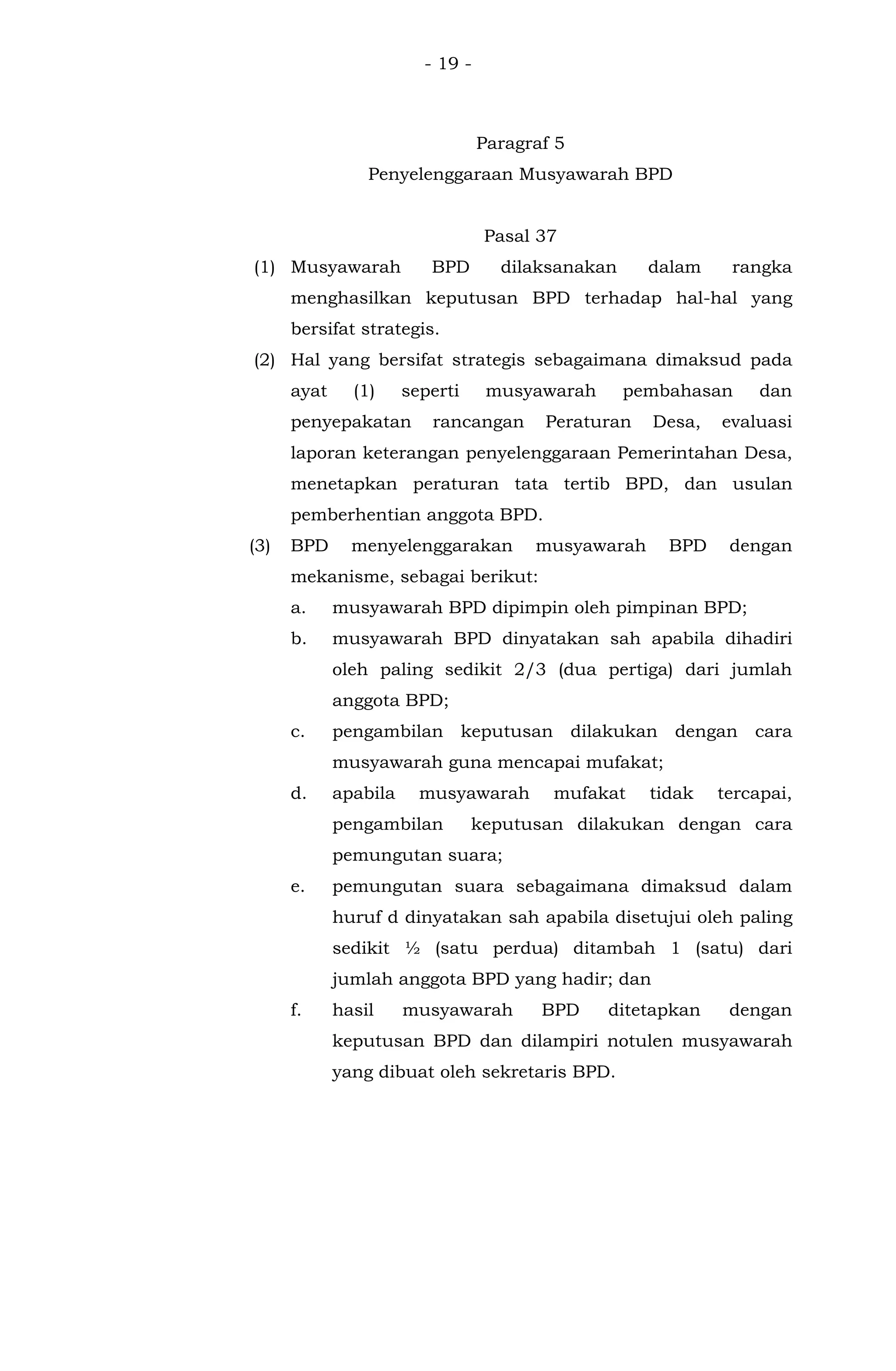 Permendagri no 110 thn 2016 Tentang Badan Permusyawaratan Desa (BPD) | PDF