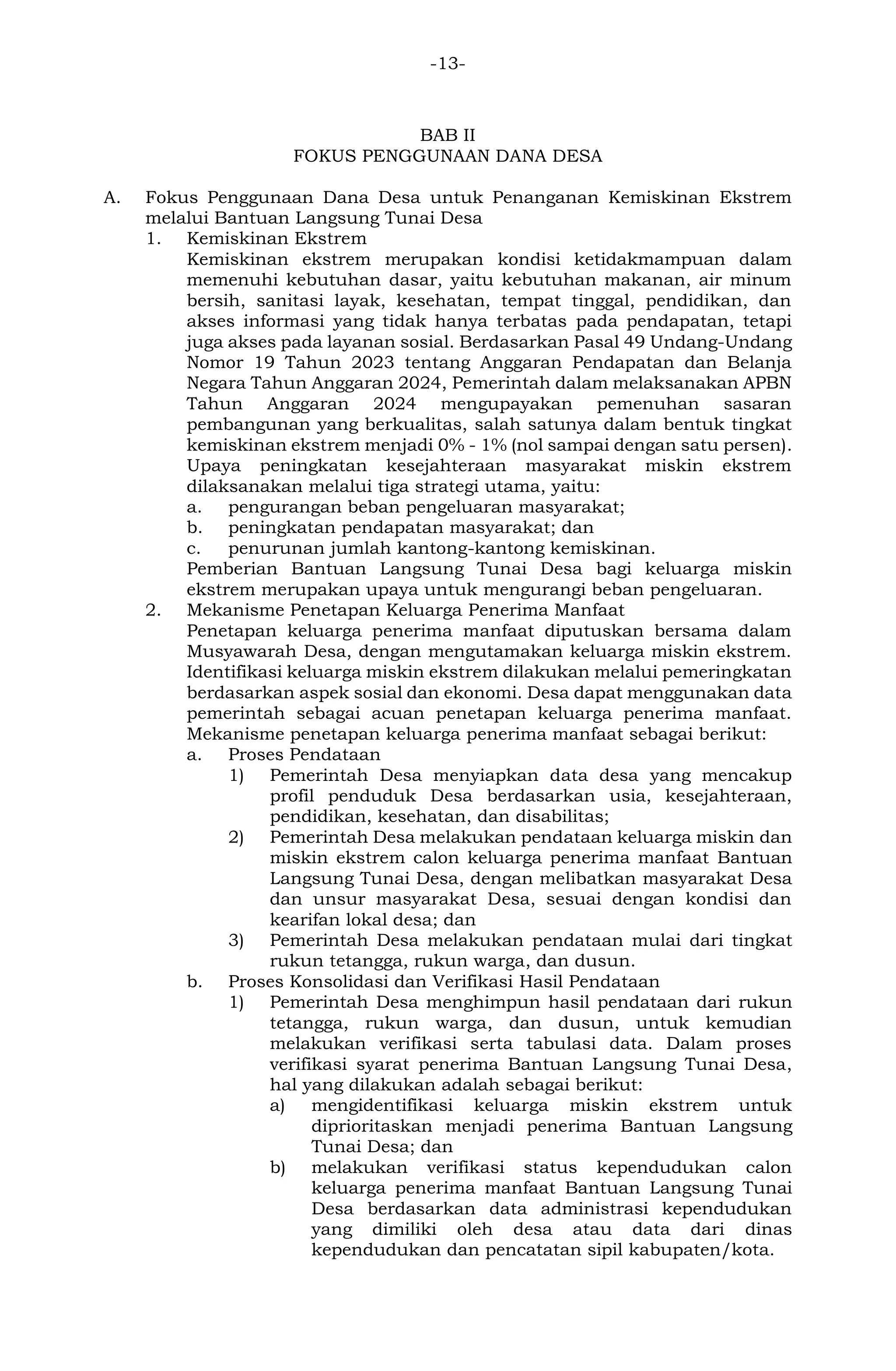 Permendesa Nomor 13 Tahun 2023 - Petunjuk Operasional DD 2024 [www ...
