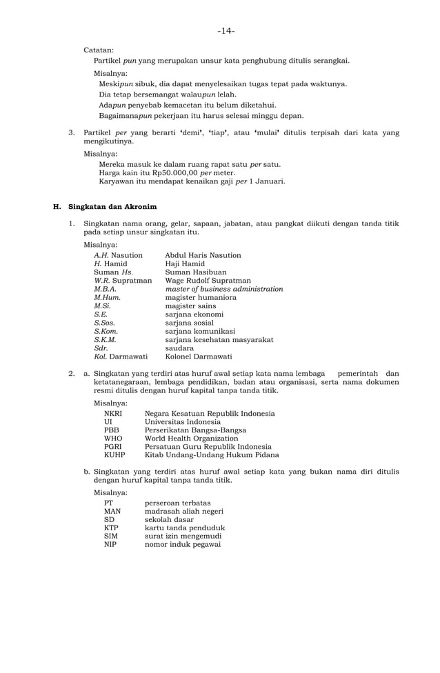 Permendikbud 50/2015 - Pedoman Umum Ejaan Bahasa Indonesia | PDF