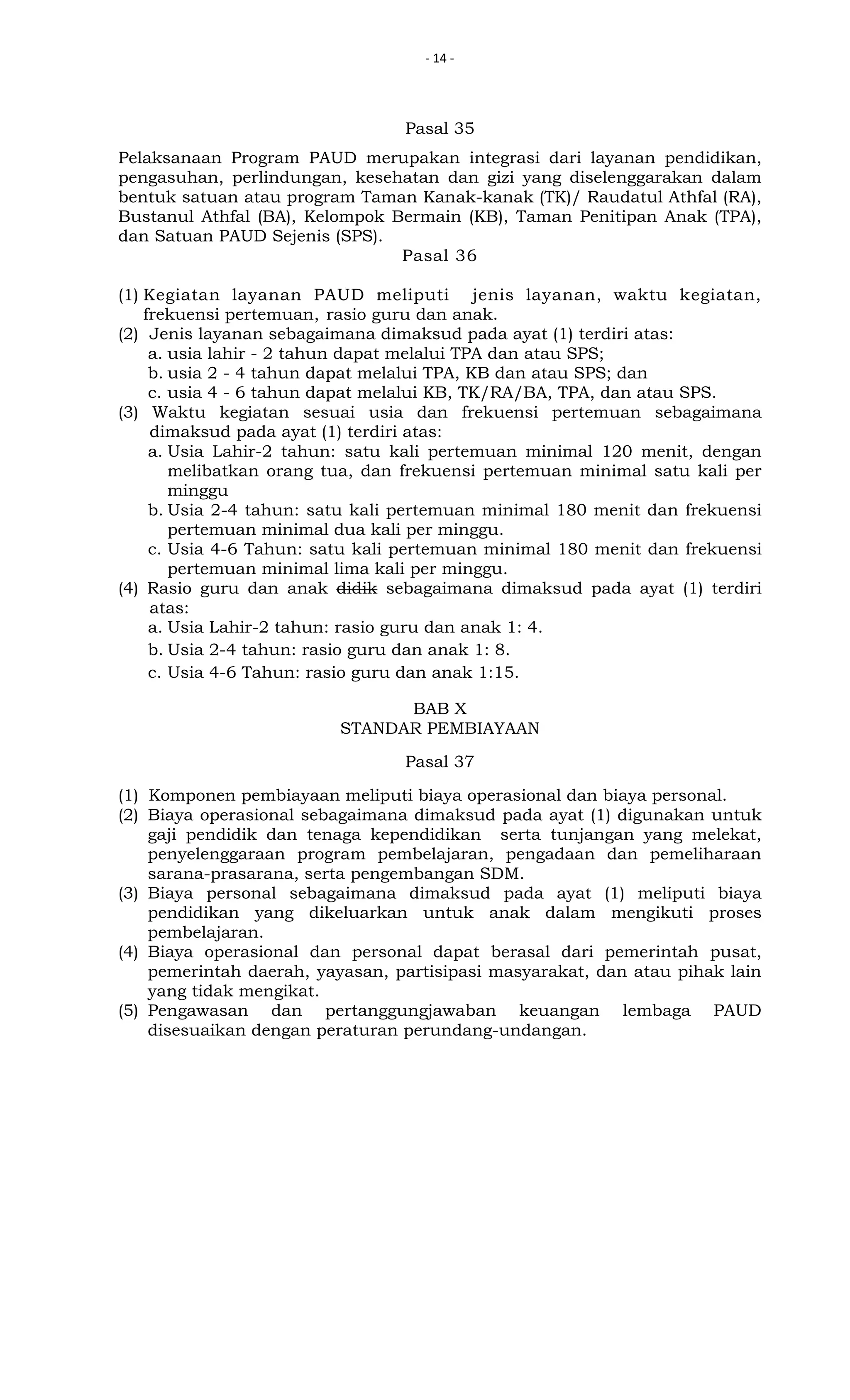 Permendikbud no. 137 tahun 2014 sn-paud | PDF