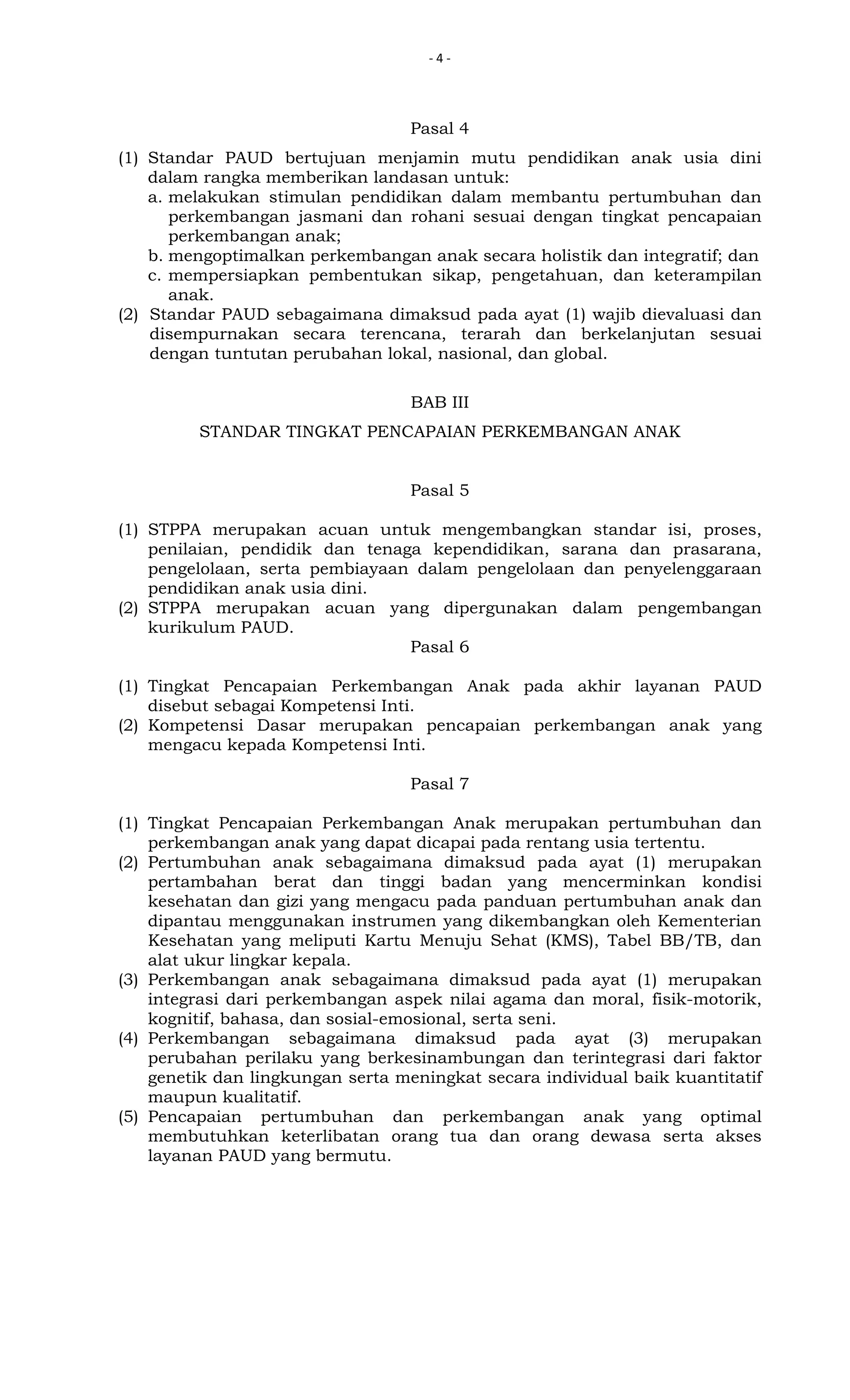 Permendikbud no. 137 tahun 2014 sn-paud | PDF