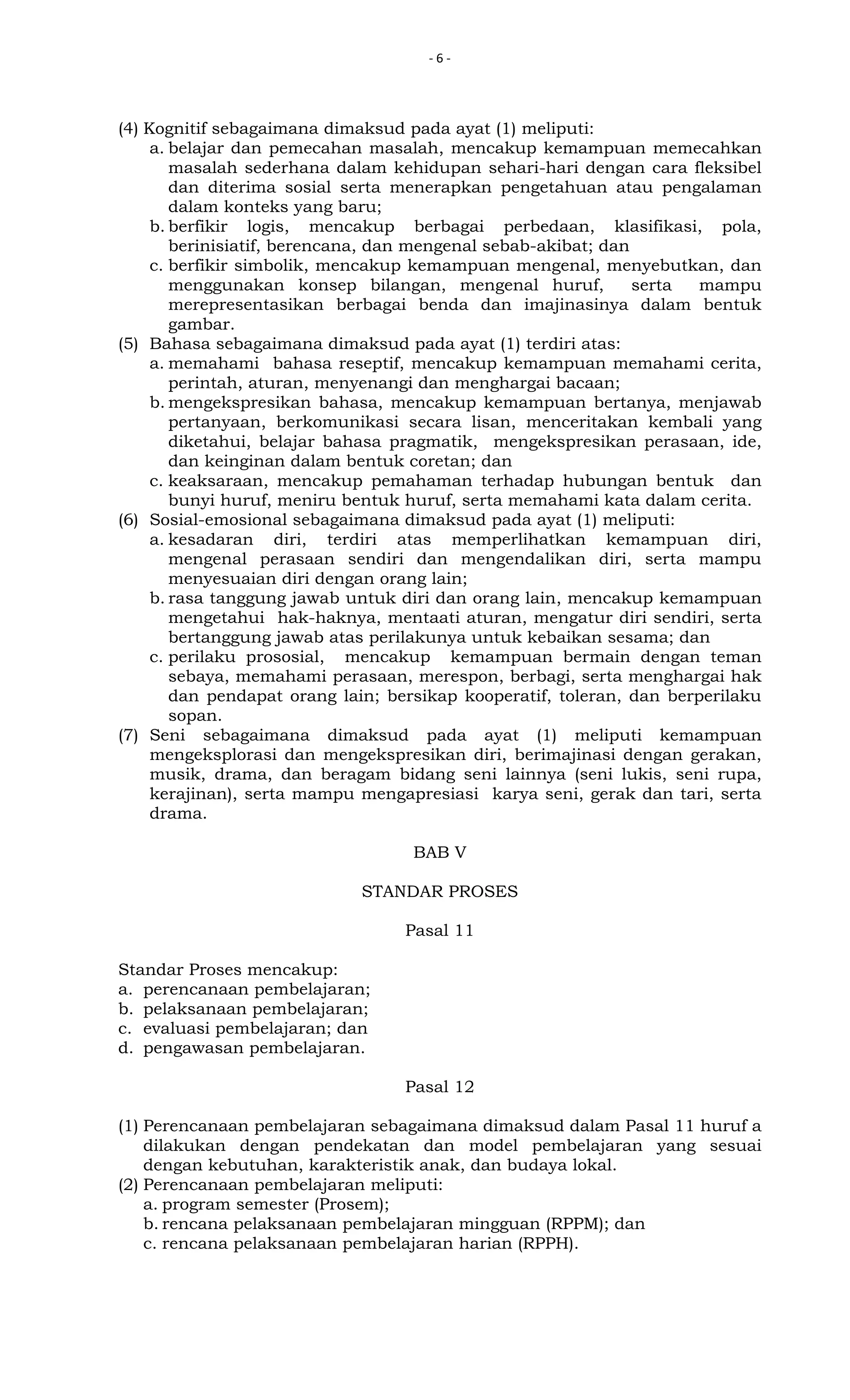 Permendikbud no. 137 tahun 2014 sn-paud | PDF