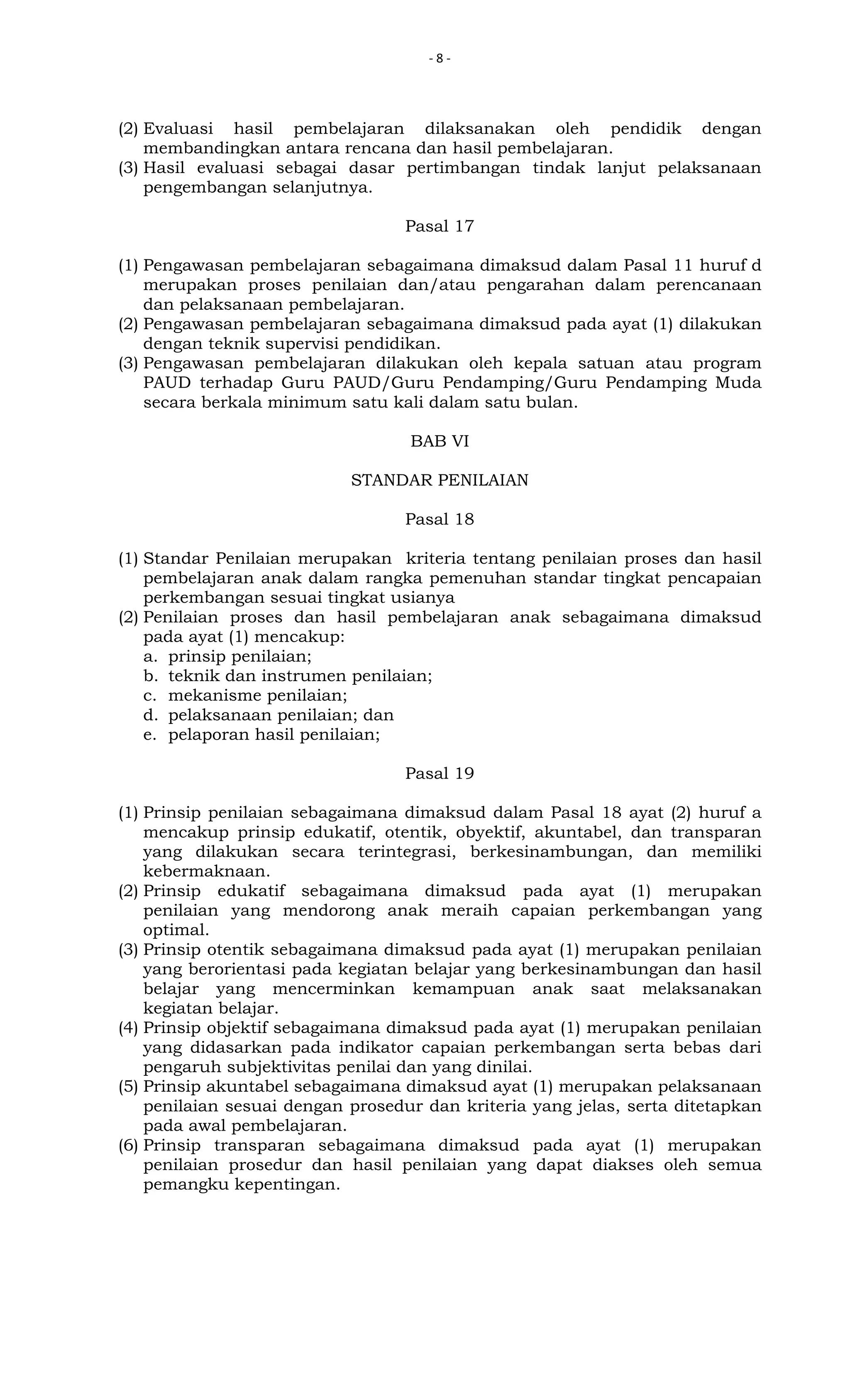 Permendikbud no. 137 tahun 2014 sn-paud | PDF