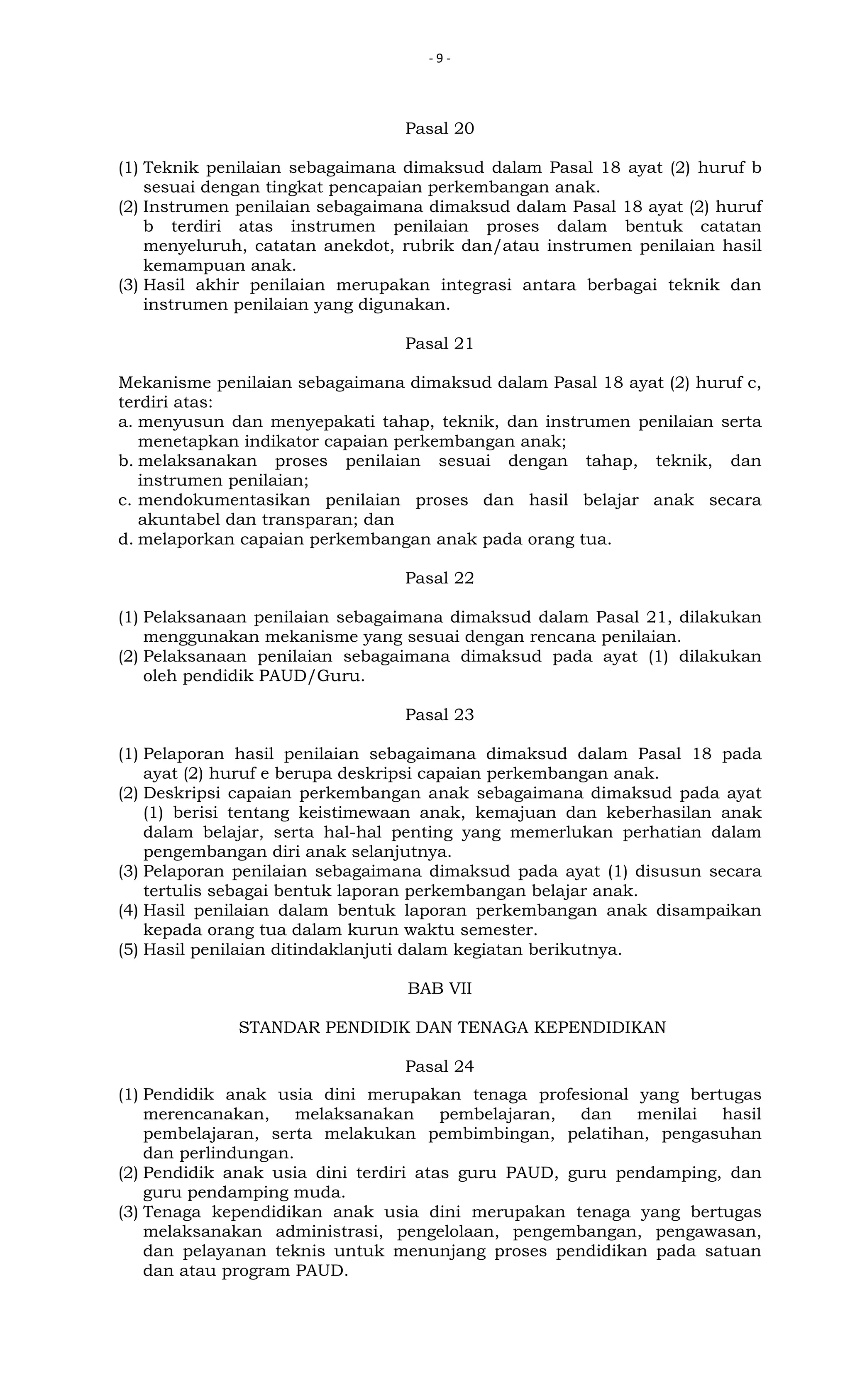 Permendikbud no. 137 tahun 2014 sn-paud | PDF