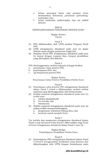 PERMENDIKBUDRISTEK NOMOR 19 TAHUN 2024 TENTANG PENDIDIKAN PROFESI GURU - Direktorat Pendidikan ...