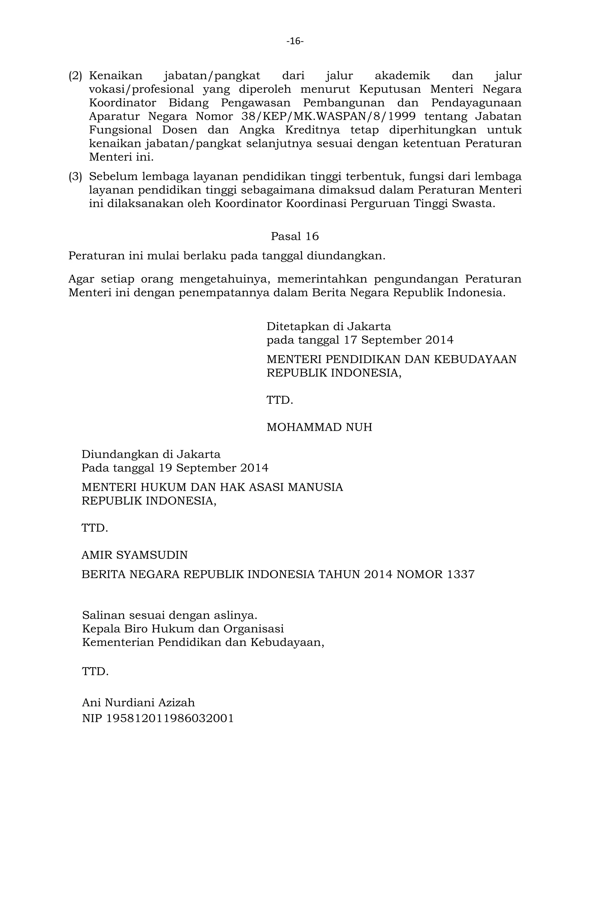 Permendikbud tahun2014 nomor092 juklak juknis jabfung dosen_016 | PDF