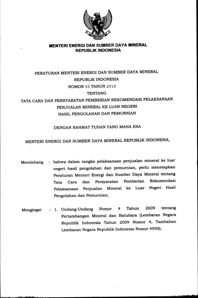 Permen ESDM 05 Tahun 2016 | PDF