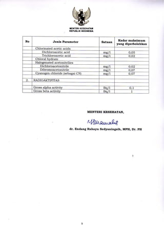 PerMenKes 492 Tahun 2010 tentang Persyaratan Kualitas Air Minum | PDF
