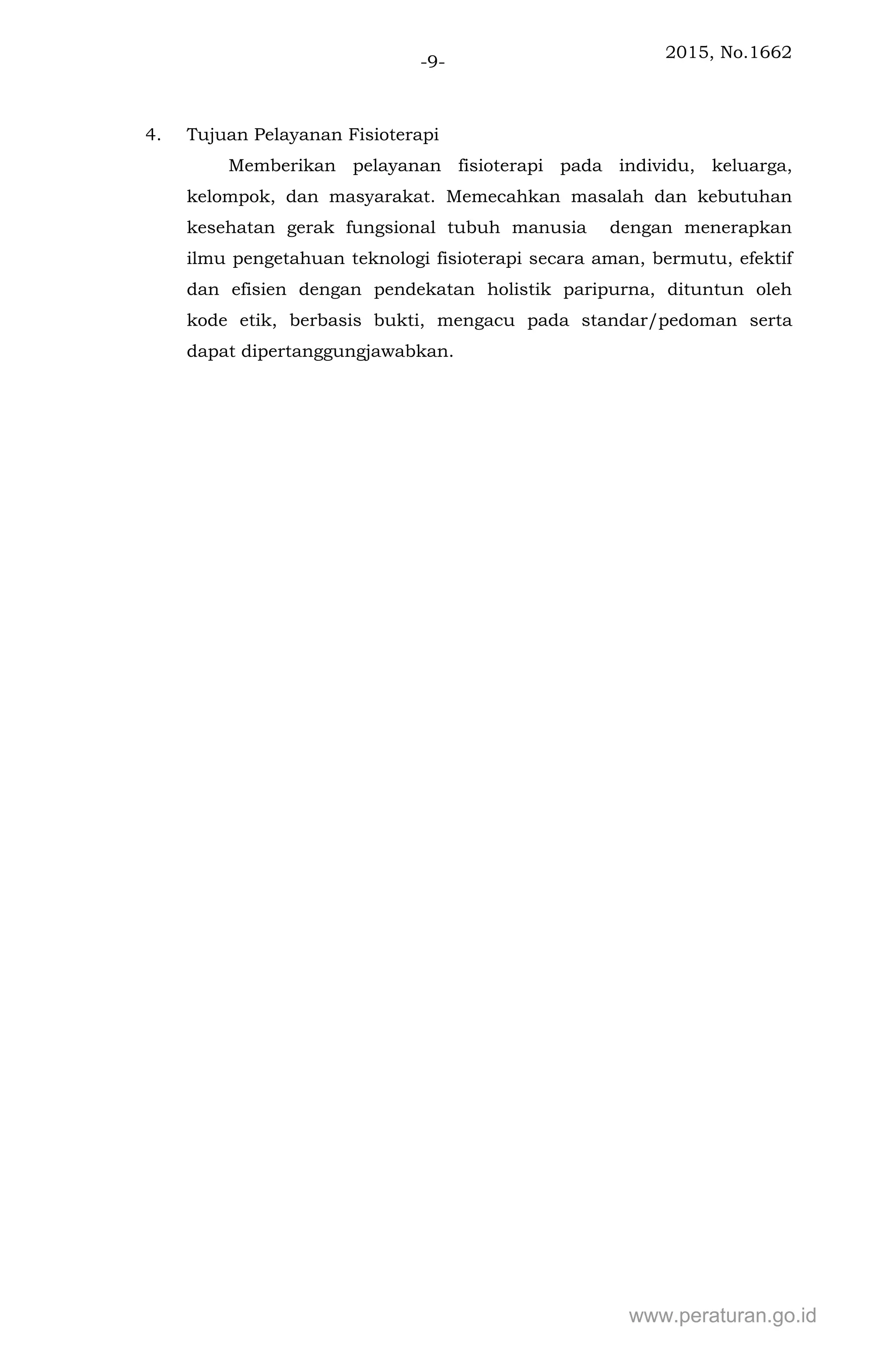 Permenkes 65 tahn 2015 ttg standar pelayanan fisioterapi | PDF