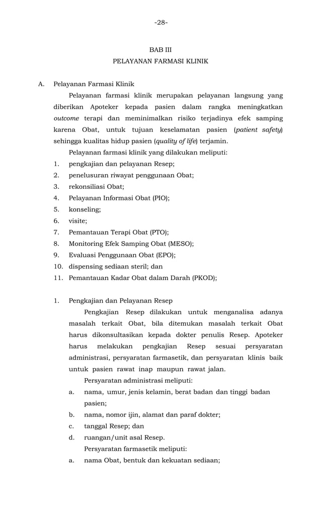 Permenkes 72 2016 standar pelayanan kefarmasian di rumah sakit | PDF