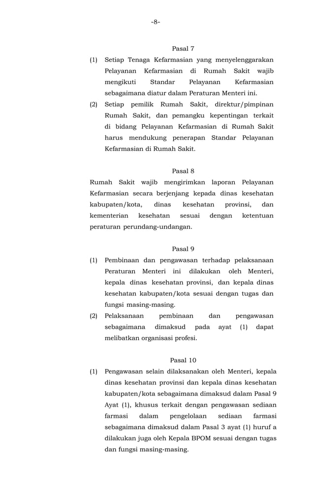 Permenkes 72 2016 standar pelayanan kefarmasian di rumah sakit | PDF