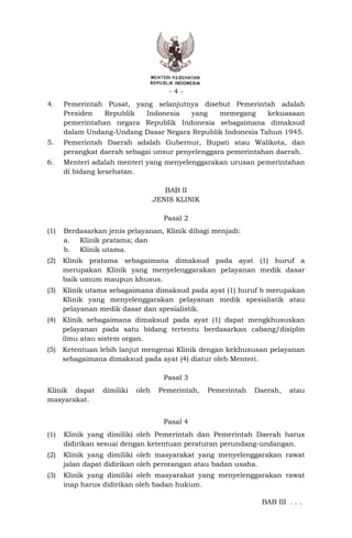 Permenkes no 9 tahun 2014 tetantang klinik | PDF