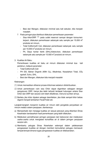 Permenkes ri no. 907 tahun 2002 syarat syarat dan pengawasan kualitas air minum | PDF
