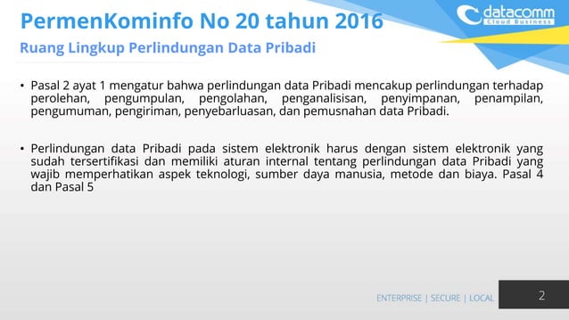 Penjelasan Permen kominfo no 20 tahun 2016 | PPTX