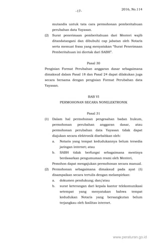 Permenkumham no.2 tahun 2016 ttg tata cara pengajuan permohonan ...